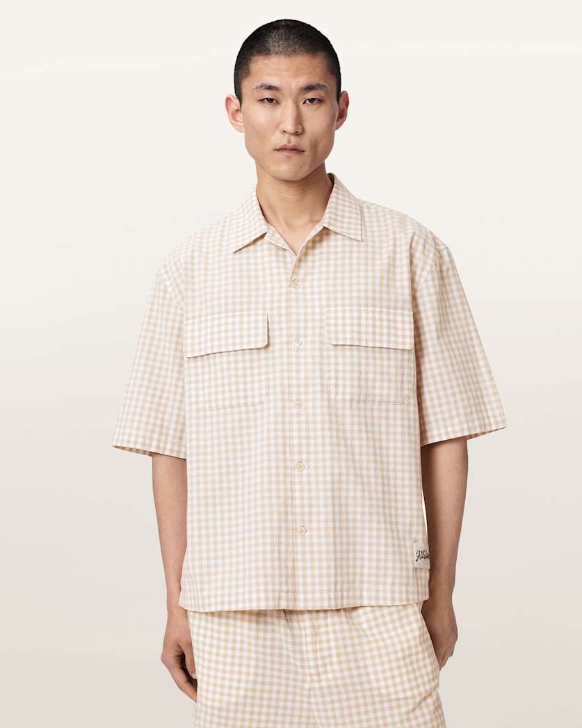 Rockland Oversized Short Sleeve Check Shirt DESERT YELLOW | ALLSAINTS